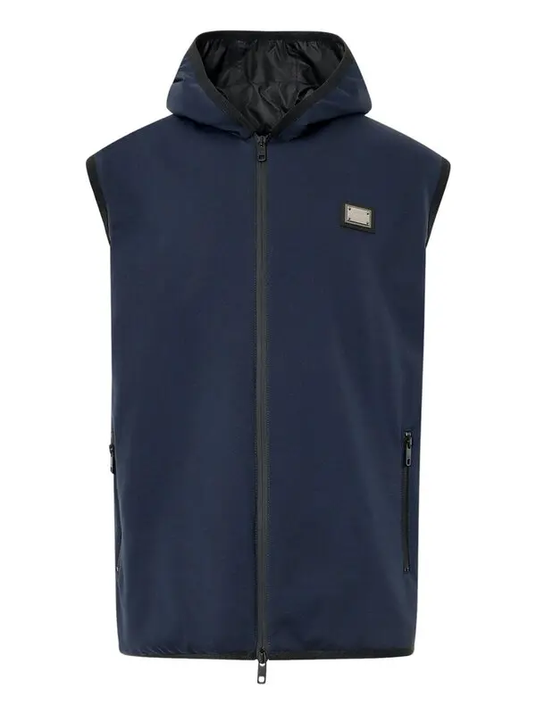 Dolce & Gabbana Sleeveless Jacket With Hood - Blue
