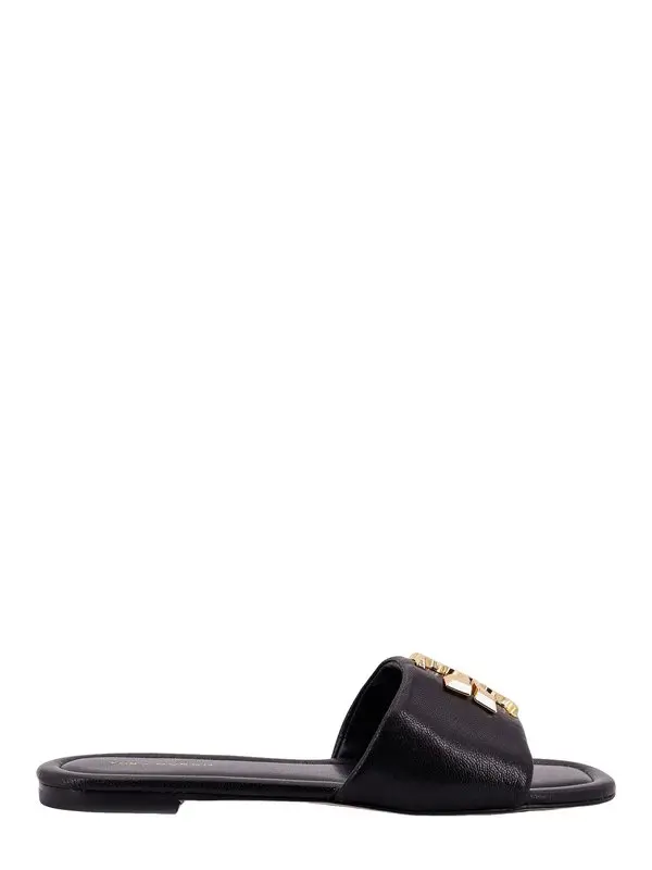 Tory Burch Eleanor Leather Flat Sandals - Black