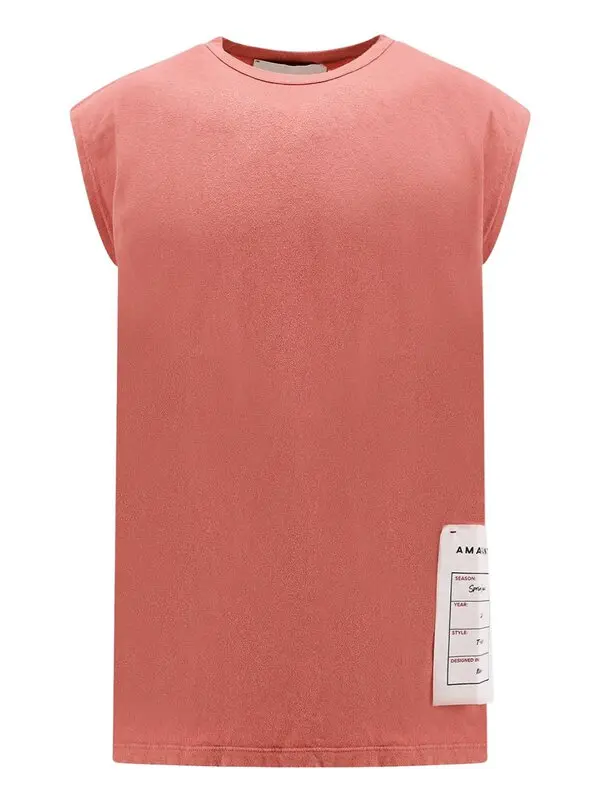 AMARANTO Cotton And Linen Top With Logoed Label - Pink
