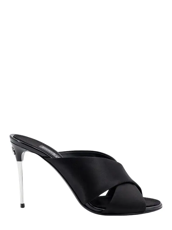 Dolce & Gabbana Satin Sandals With Monogram - Black