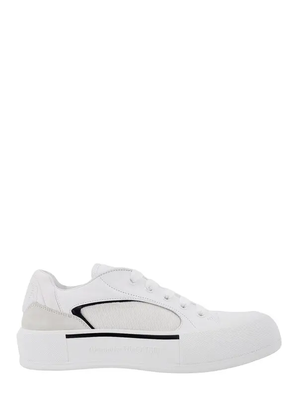Alexander McQueen Leather And Canvas Sneakers - White