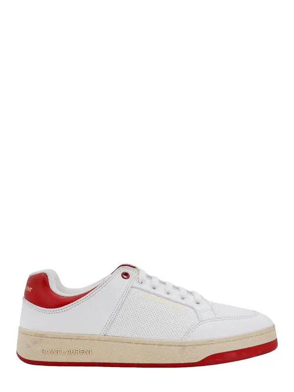 Saint Laurent Perforated Leather Sneakers - White