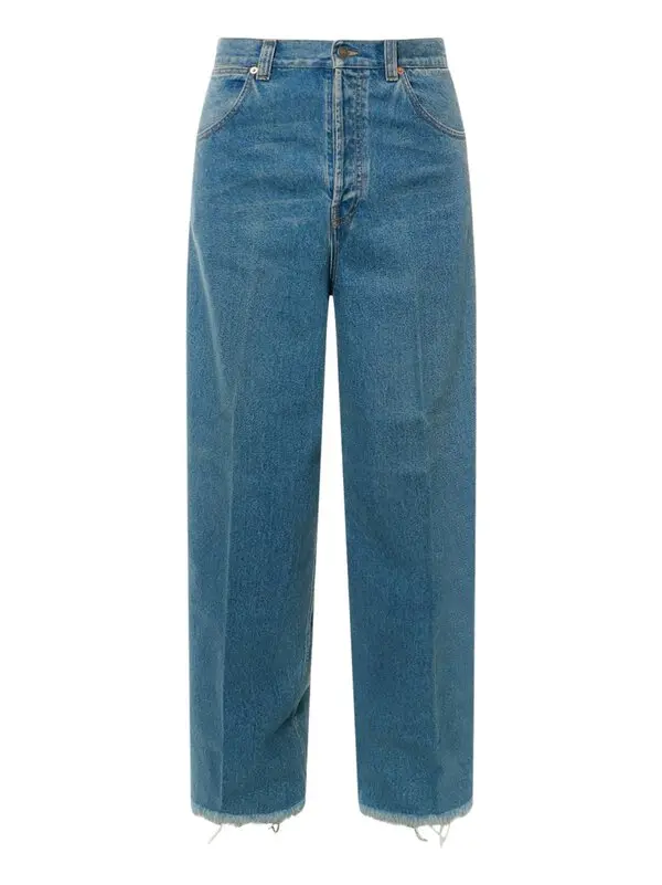 Gucci Cotton Wide Leg Jeans With Maxi Pockets - Blue