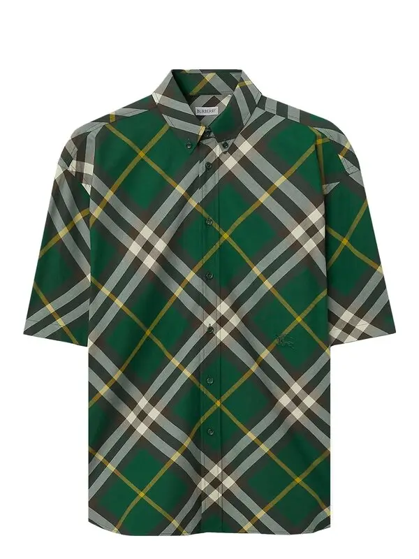 Burberry Cotton Shirt With Check Motif - Green