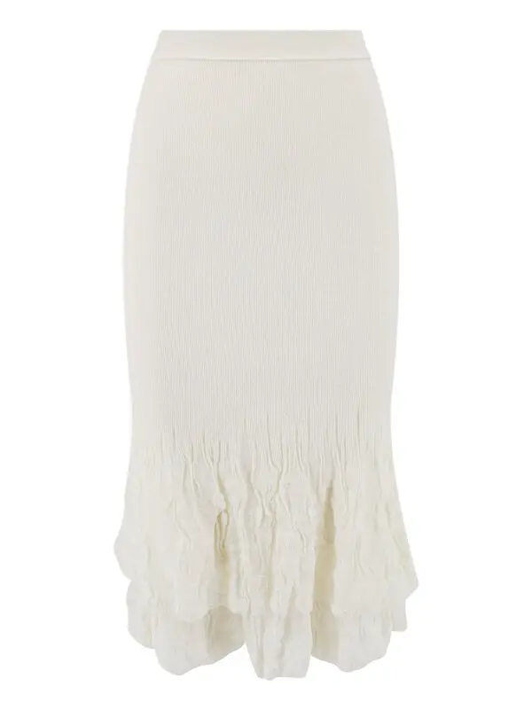 Bottega Veneta Cotton Blend Skirt With Floral Embroidery - White