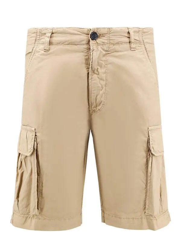 NUGNES 1920 Regular Fit Cotton Bermuda Cargo Shorts - Beige