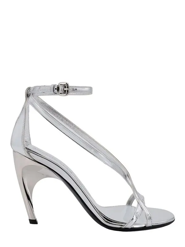 Alexander McQueen Mirrored Leather Sandals - Silver
