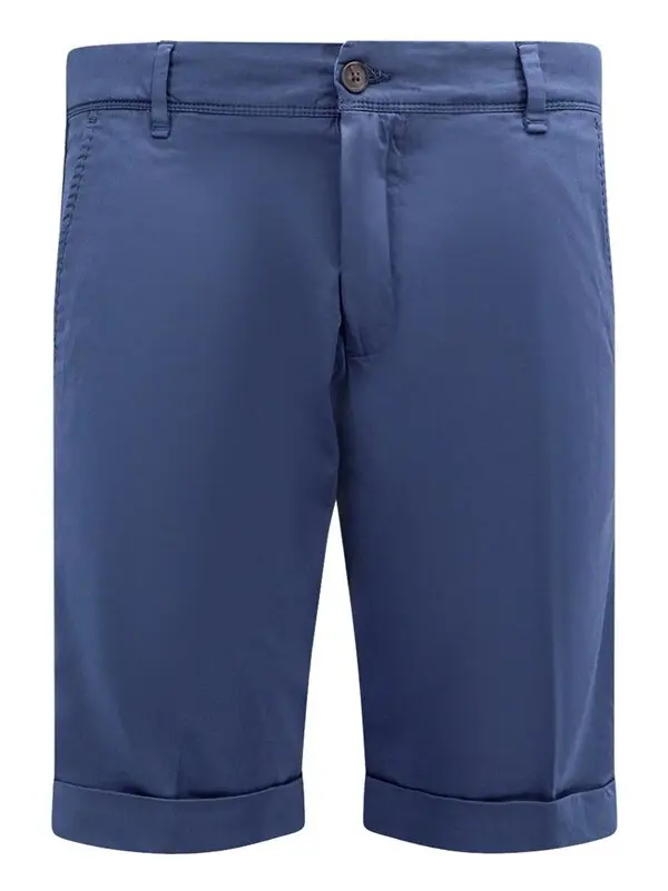 NUGNES 1920 Stretch Cotton Bermuda Shorts - Blue