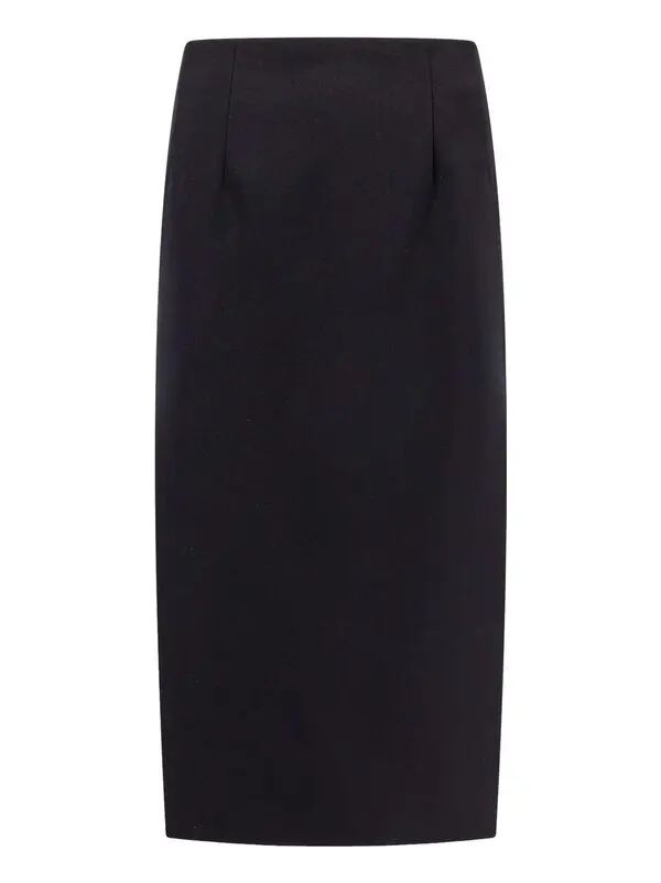 Valentino Garavani Virgin Wool Longuette Skirt With Slits - Black