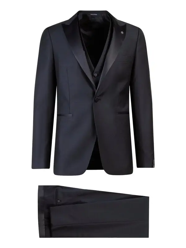 Tagliatore Virgin Wool Tuxedo With Vest - Blue