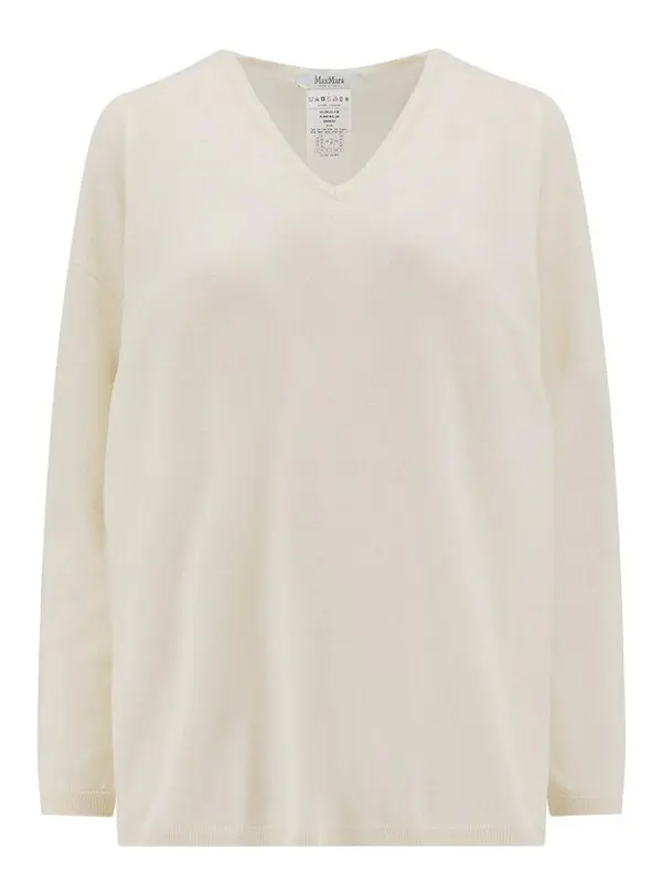 Max Mara Cashmere V-neck Sweater - White