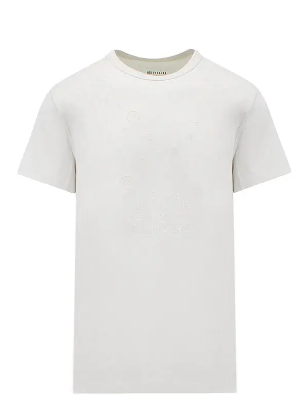 MAISON MARGIELA Cotton Tshirt With Embroidered Frontal Logo - Beige