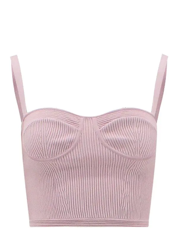 Alexander McQueen Ribbed Fabric Top - Pink
