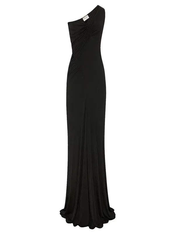Saint Laurent Viscose Draped Dress - Black