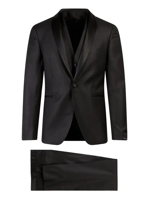Tagliatore Virgin Wool And Silk Trouser With Vest - Black