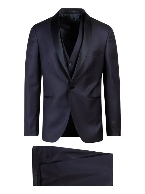 Tagliatore Virgin Wool And Silk Trouser With Vest - Blue