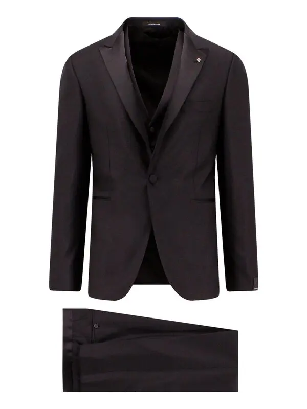 Tagliatore Virgin Wool And Silk Tuxedo With Vest - Black