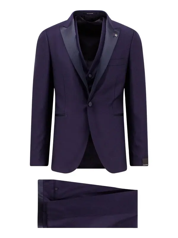 Tagliatore Virgin Wool And Silk Tuxedo With Vest - Blue