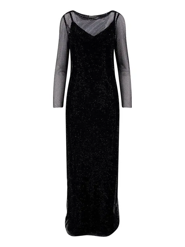 Max Mara Embroidered Mesh Dress - Black