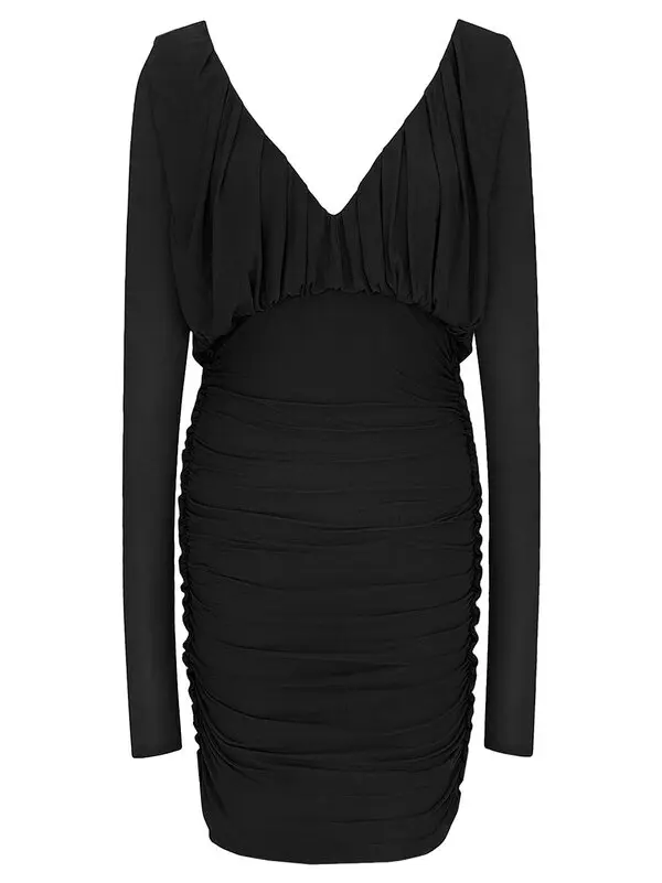 Saint Laurent Cupro Draped Dress - Black