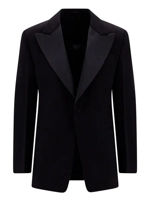 FERRAGAMO Wool Blazer With Satin Profiles - Black