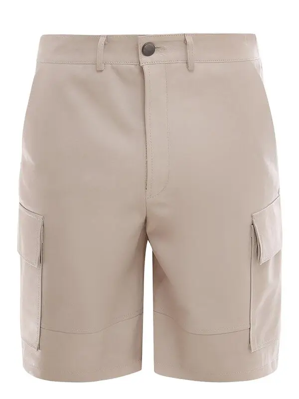 DFOUR Leather Bermuda Shorts - Beige
