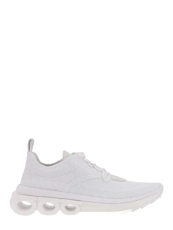 FERRAGAMO Nylon Sneakers With Gancini Sole - White