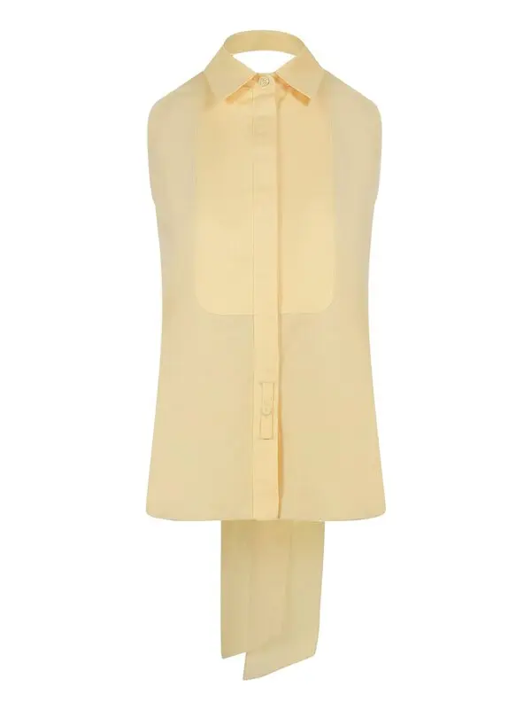 Max Mara Rupia Cotton Top With Bow Detail - Yellow
