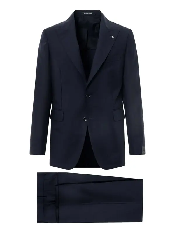 Tagliatore Mohair Wool Suit With Metal Monogram - Blue