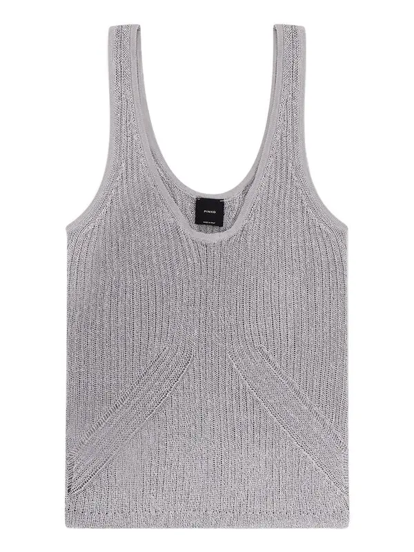 Pinko Noha Viscose And Metallized Fibre Tank Top - Silver