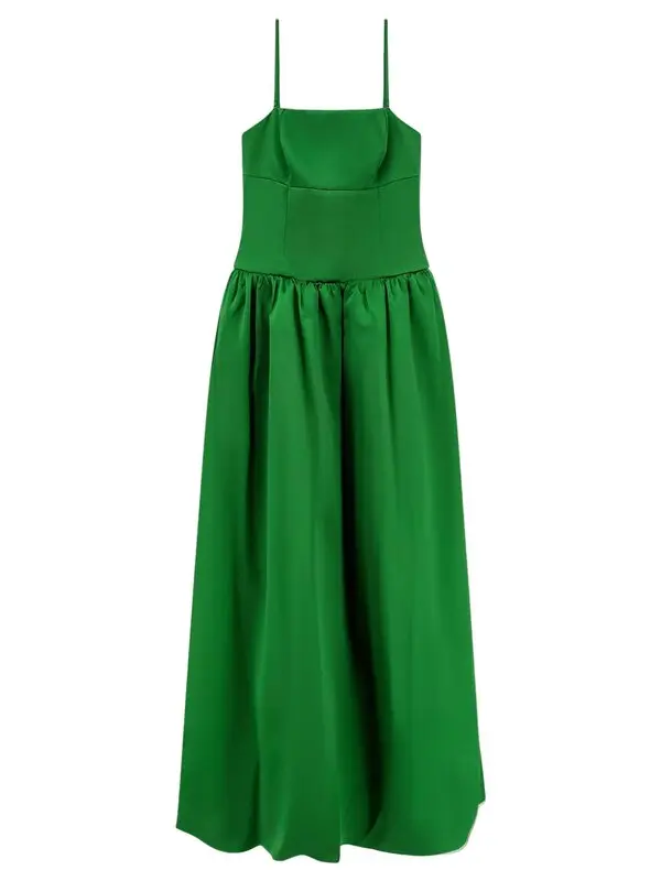 SELF-PORTRAIT Satin Maxi Dress - Green