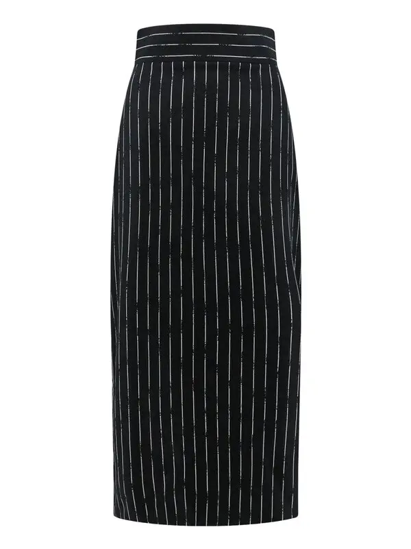 Alexander McQueen Wool Striped Skirt - Black