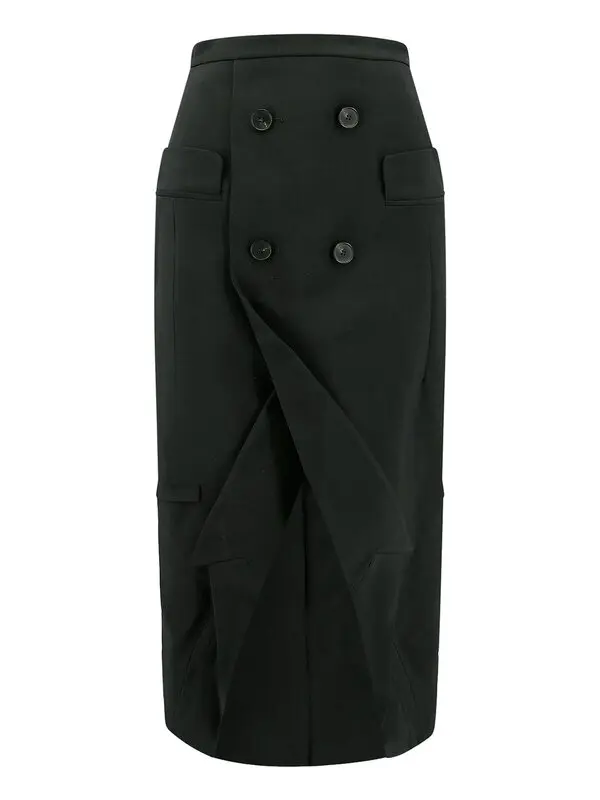 Alexander McQueen Certified Wool Upsidedown Skirt - Black