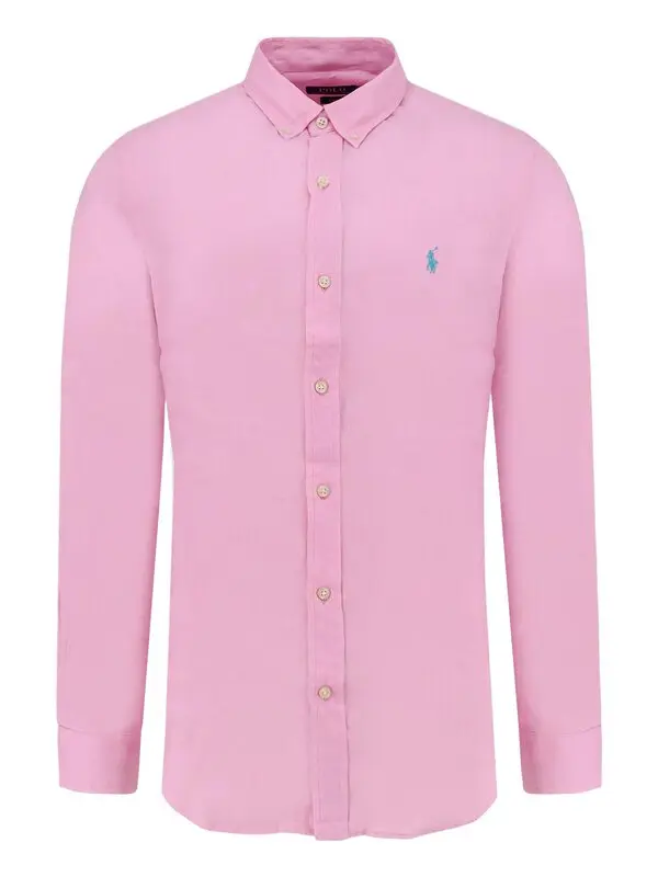 Polo Ralph Lauren Linen Shirt With Logo Embroidery - Pink
