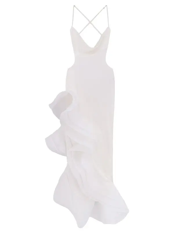 Retrofete Kailtin Long Dress With Volant - White