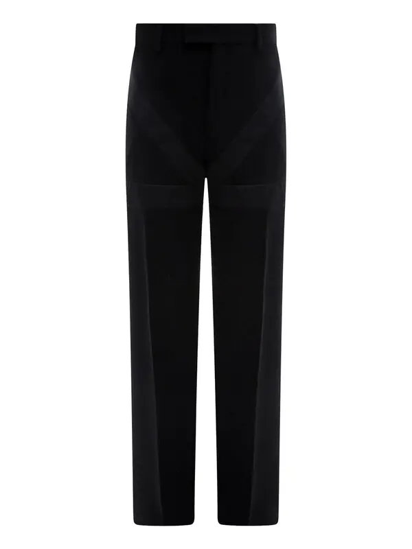 FERRAGAMO Virgin Wool Trouser With Satin Inserts - Black