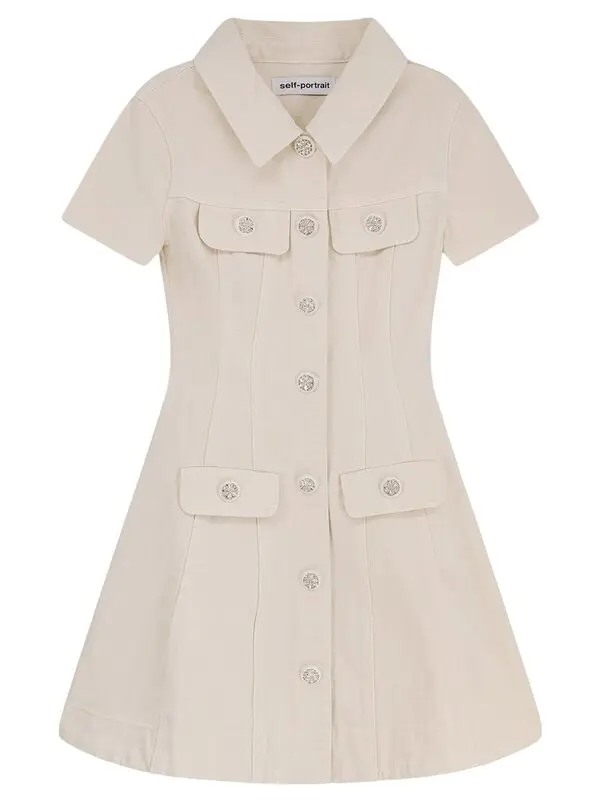 SELF-PORTRAIT Denim Shirt Dress - White