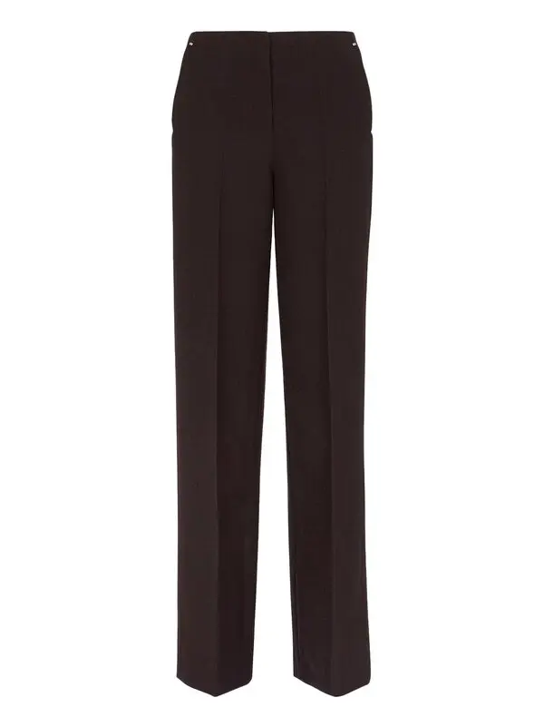 Fendi Virgin Wool Trousers With Ff Metal Detail - Black