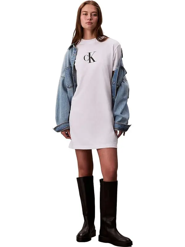 Calvin Klein Monogram Jersey T-shirt Dress - Brilliant White