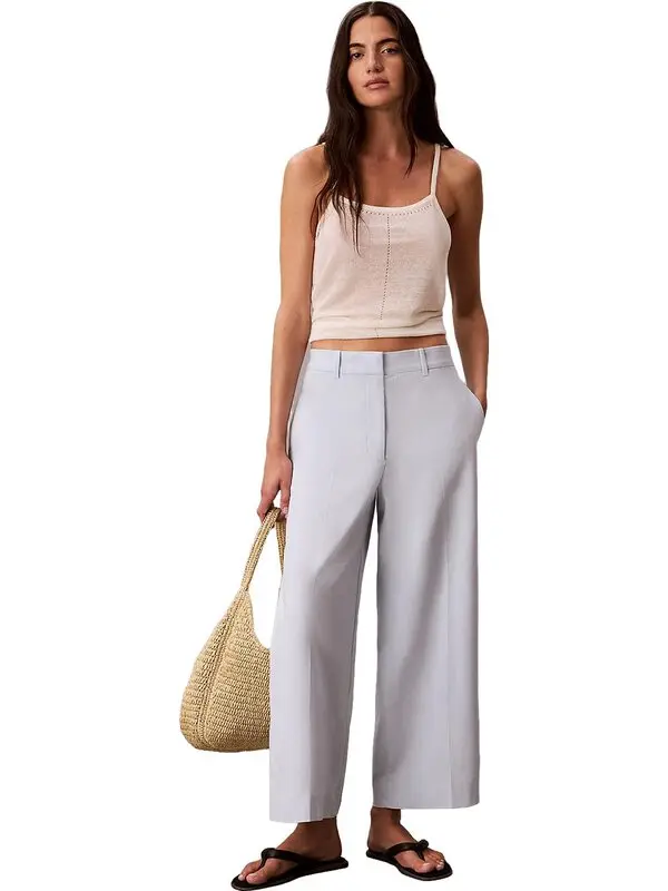 Calvin Klein Wide Leg Cropped Chino Pants - Plein Air