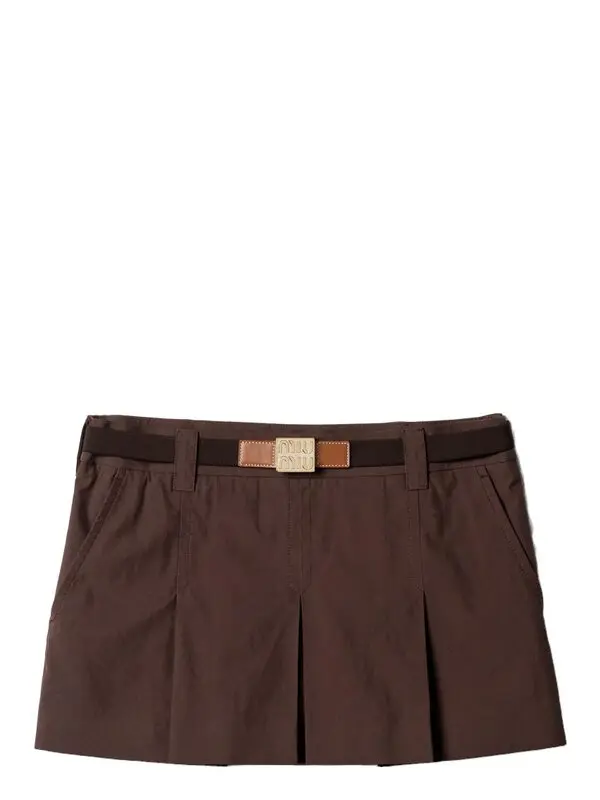 Miu Miu Panama Cotton Mini Skirt - Cocoa Brown