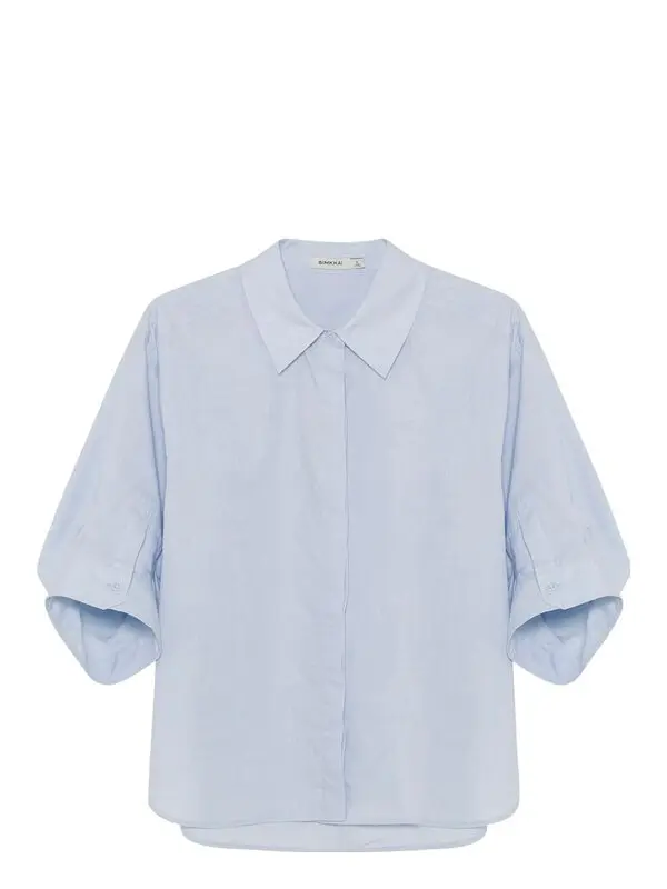 Simkhai Gemma Three-quarter Sleeve Shirt - French Blue