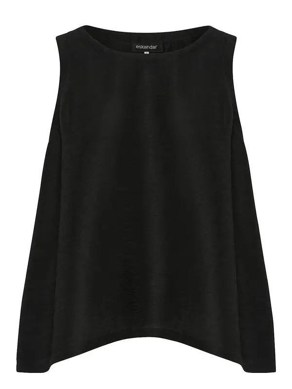 Eskandar Silk Plisse A-line Sleeveless Top - Black