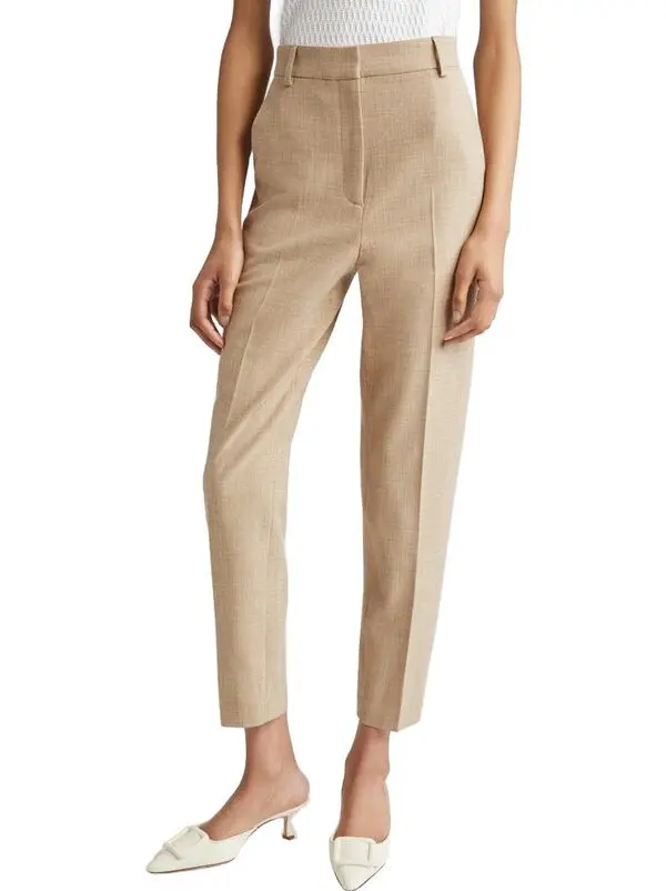 St. John Heathered Stretch Suiting Ankle Pants - Acorn/ Haze Gray Multi