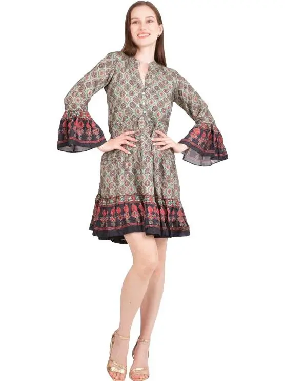 RAAS Juniper Ajrakh Print Mini Dress - Green