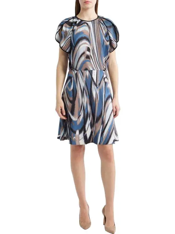 BOSS Swirl Print A-line Dress - Blue Jay Swirl