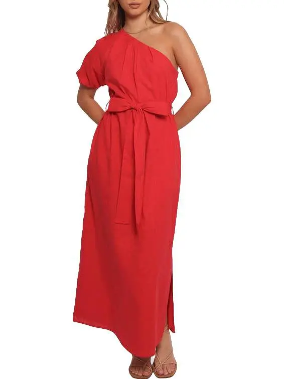 PETAL & PUP Roma One-shoulder Dress - Red