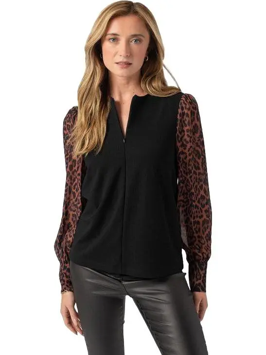 SAINT + SOFIA Esme Zip Up Top - Leopard