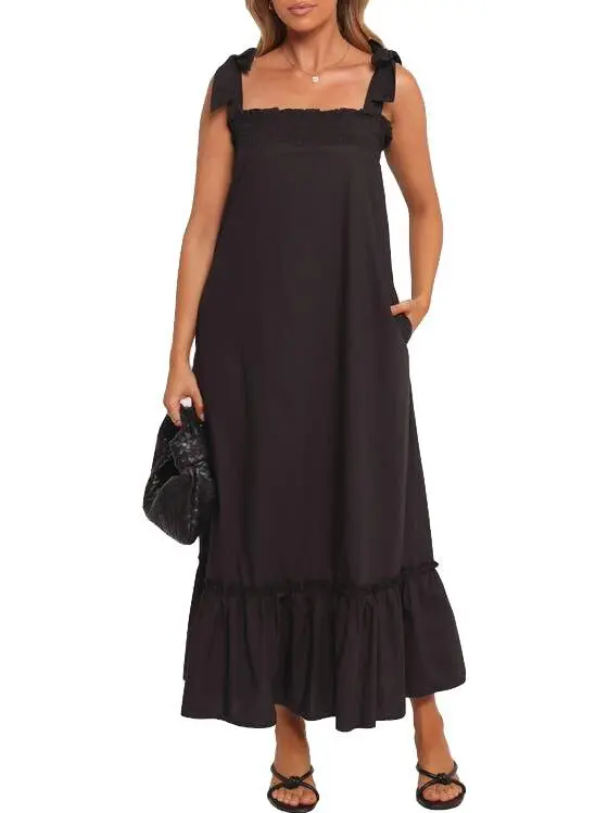 PETAL & PUP Irina Stripe Maxi Dress - Black