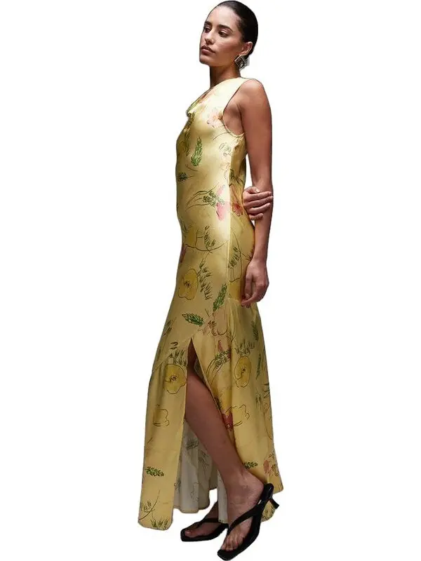 Topshop Drape Neck Sleeveless Maxi Dress - Lime